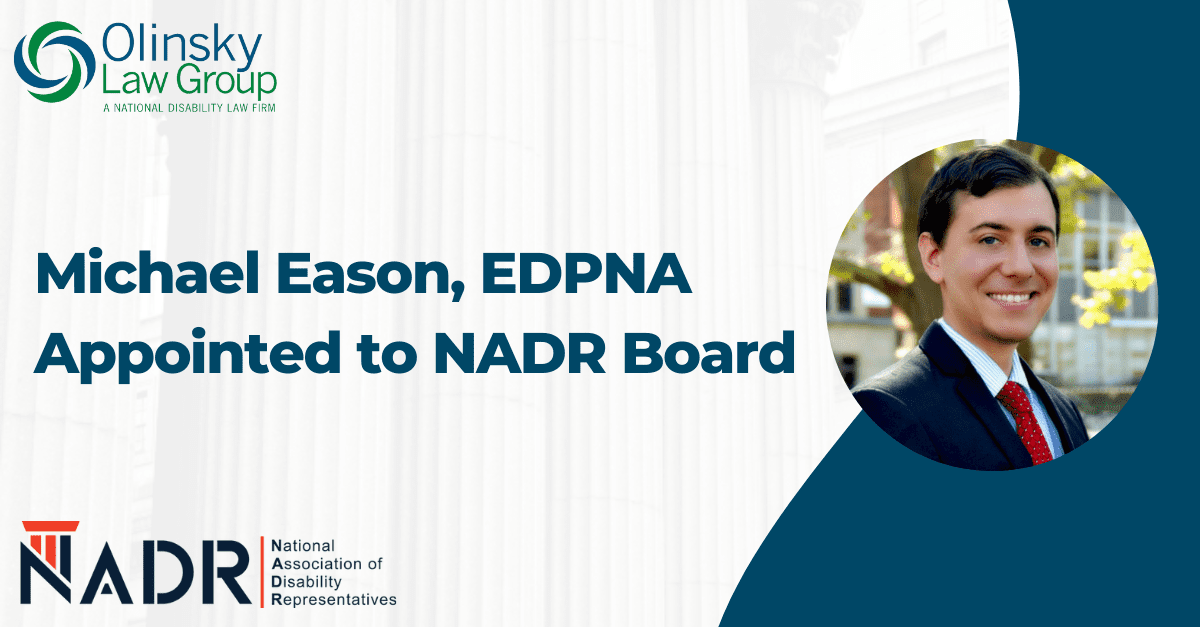 Michael Eason, EDPNA Appointed to NADR Board - Olinsky Law